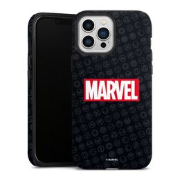 DeinDesign iPhone 13 Pro Max Handy Panzer Handyh&uuml;lle robuste Outdoor H&uuml;lle Schutzh&uuml;lle matt Logo Marvel Comic Tough Case