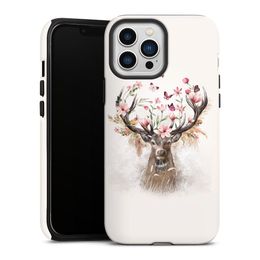 DeinDesign iPhone 13 Pro Max Handy Panzer Handyh&uuml;lle robuste Outdoor H&uuml;lle Schutzh&uuml;lle matt Deer Flowers Animals Tough Case