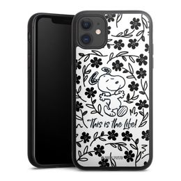DeinDesign iPhone 11 Handy Gallery Case Handyh&uuml;lle 9H Geh&auml;rtetes Glas R&uuml;ckseite H&uuml;lle Flowers Snoopy Peanuts Gallery Case