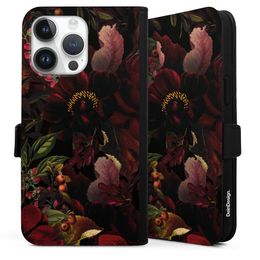 DeinDesign iPhone 14 Pro Max Handy Klapph&uuml;lle Handyh&uuml;lle aus Kunst Leder schwarz Flip Case Flowers Meadow Utart Sideflip mit Lasche