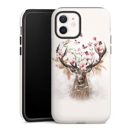 DeinDesign iPhone 12 mini Handy Panzer Handyh&uuml;lle robuste Outdoor H&uuml;lle Schutzh&uuml;lle matt Deer Flowers Animals Tough Case