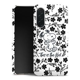 DeinDesign Galaxy A26 Handy Premium Case Smartphone Handyh&uuml;lle Schutzh&uuml;lle gl&auml;nzend Peanuts Flowers Snoopy Premium Case
