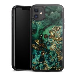 DeinDesign iPhone 11 Handy Gallery Case Handyh&uuml;lle 9H Geh&auml;rtetes Glas R&uuml;ckseite H&uuml;lle Marble Muster Glitzer Gallery Case