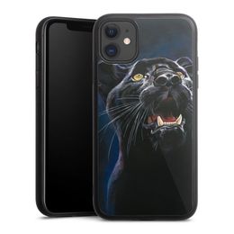 DeinDesign iPhone 11 Handy Gallery Case Handyh&uuml;lle 9H Geh&auml;rtetes Glas R&uuml;ckseite H&uuml;lle Panther Animals Jungle Gallery Case