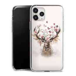DeinDesign iPhone 11 Pro Max Handy Silikon H&uuml;lle Case transparent Handyh&uuml;lle Flowers Deer Animals Silikon Case