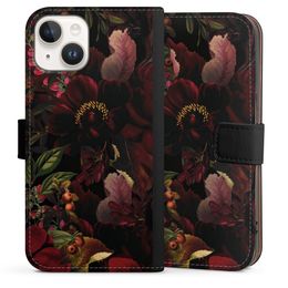 DeinDesign iPhone 14 Handy Klapph&uuml;lle Handyh&uuml;lle aus Kunst Leder schwarz Flip Case Flowers Meadow Utart Sideflip mit Lasche