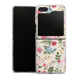 DeinDesign Galaxy Z Flip 5 Handy Hard Case Schutzh&uuml;lle transparent Smartphone Handy H&uuml;lle Flowers Vintage Ornament Hard Case
