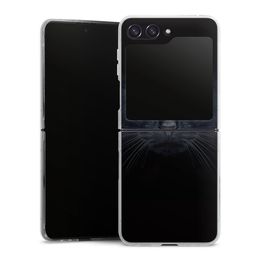 DeinDesign Galaxy Z Flip 5 Handy Hard Case Schutzh&uuml;lle transparent Smartphone Handy H&uuml;lle Black Eye Cat Hard Case