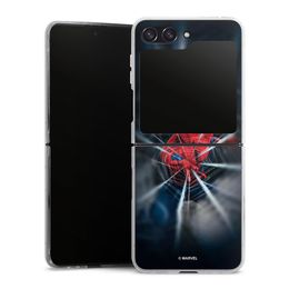 DeinDesign Galaxy Z Flip 5 Handy Hard Case Schutzh&uuml;lle transparent Smartphone Handy H&uuml;lle Spiderman Marvel Kinofilm Hard Case