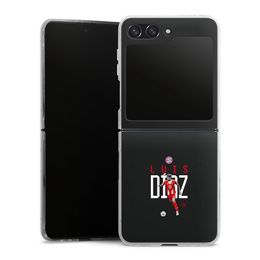 DeinDesign Galaxy Z Flip 5 Handy Hard Case Schutzh&uuml;lle transparent Smartphone Handy H&uuml;lle Official Licensed Product Fc Bayern M&uuml;nchen Luis Diaz Hard Case