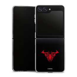 DeinDesign Galaxy Z Flip 5 Handy Hard Case Schutzh&uuml;lle transparent Smartphone Handy H&uuml;lle Spiderman Marvel Logo Hard Case