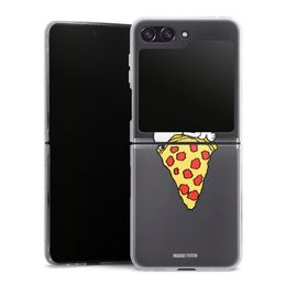 DeinDesign Galaxy Z Flip 5 Handy Hard Case Schutzh&uuml;lle transparent Smartphone Handy H&uuml;lle Snoopy Pizza Peanuts Hard Case