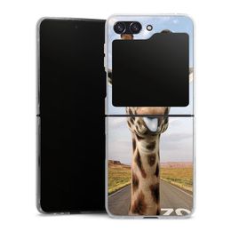 DeinDesign Galaxy Z Flip 5 Handy Hard Case Schutzh&uuml;lle transparent Smartphone Handy H&uuml;lle Giraffe Africa Photography Hard Case