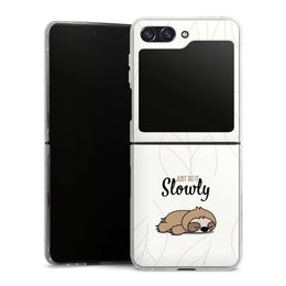 DeinDesign Galaxy Z Flip 5 Handy Hard Case Schutzh&uuml;lle transparent Smartphone Handy H&uuml;lle Sloth Animals Lazy Sunday Hard Case