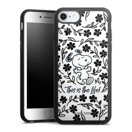 DeinDesign iPhone SE (2020) Handy Gallery Case Handyh&uuml;lle 9H Geh&auml;rtetes Glas R&uuml;ckseite H&uuml;lle Flowers Peanuts Snoopy Gallery Case