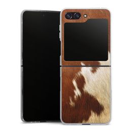 DeinDesign Galaxy Z Flip 5 Handy Hard Case Schutzh&uuml;lle transparent Smartphone Handy H&uuml;lle Fur Cow Animal Look Hard Case