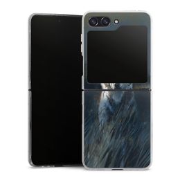 DeinDesign Galaxy Z Flip 5 Handy Hard Case Schutzh&uuml;lle transparent Smartphone Handy H&uuml;lle Nature Painting Wolf Hard Case