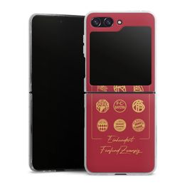 DeinDesign Galaxy Z Flip 5 Handy Hard Case Schutzh&uuml;lle transparent Smartphone Handy H&uuml;lle Fc Bayern M&uuml;nchen Merchandise Fcb 125 Jahre Hard Case