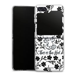 DeinDesign Galaxy Z Flip 5 Handy Hard Case Schutzh&uuml;lle transparent Smartphone Handy H&uuml;lle Flowers Peanuts Snoopy Hard Case