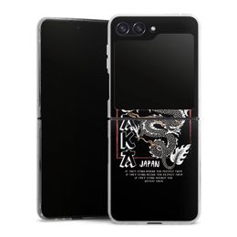 DeinDesign Galaxy Z Flip 5 Handy Hard Case Schutzh&uuml;lle transparent Smartphone Handy H&uuml;lle Japan Dragon Ocean Hard Case
