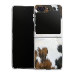 DeinDesign Galaxy Z Flip 5 Handy Hard Case Schutzh&uuml;lle transparent Smartphone Handy H&uuml;lle Cow Skin Fur Cow Hard Case