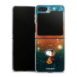 DeinDesign Galaxy Z Flip 5 Handy Hard Case Schutzh&uuml;lle transparent Smartphone Handy H&uuml;lle Official Licensed Product Astronaut Snoopy Hard Case