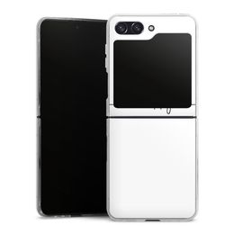 DeinDesign Galaxy Z Flip 5 Handy Hard Case Schutzh&uuml;lle transparent Smartphone Handy H&uuml;lle Sayings Statement Happiness Hard Case