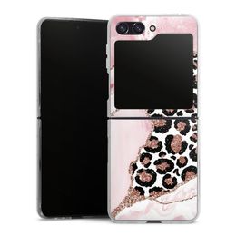 DeinDesign Galaxy Z Flip 5 Handy Hard Case Schutzh&uuml;lle transparent Smartphone Handy H&uuml;lle Glitzer Marble Leopard Hard Case