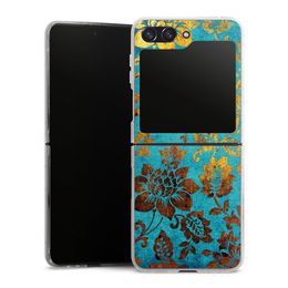 DeinDesign Galaxy Z Flip 5 Handy Hard Case Schutzh&uuml;lle transparent Smartphone Handy H&uuml;lle Flowers Ornament Vintage Hard Case
