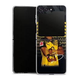 DeinDesign Galaxy Z Flip 5 Handy Hard Case Schutzh&uuml;lle transparent Smartphone Handy H&uuml;lle Borussia Dortmund Jobe Bellingham Bvb Hard Case