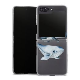 DeinDesign Galaxy Z Flip 5 Handy Hard Case Schutzh&uuml;lle transparent Smartphone Handy H&uuml;lle Water Colour Ocean Wale Hard Case
