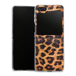 DeinDesign Galaxy Z Flip 5 Handy Hard Case Schutzh&uuml;lle transparent Smartphone Handy H&uuml;lle Animal Print Leopard Fur Hard Case