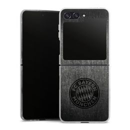 DeinDesign Galaxy Z Flip 5 Handy Hard Case Schutzh&uuml;lle transparent Smartphone Handy H&uuml;lle Fc Bayern M&uuml;nchen Metallic Look Fcb Hard Case