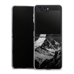 DeinDesign Galaxy Z Flip 5 Handy Hard Case Schutzh&uuml;lle transparent Smartphone Handy H&uuml;lle Snow Mountain Mountain Top Hard Case
