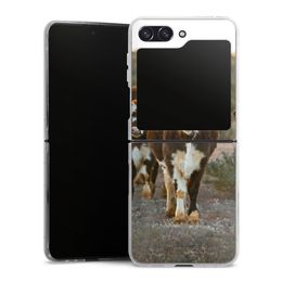 DeinDesign Galaxy Z Flip 5 Handy Hard Case Schutzh&uuml;lle transparent Smartphone Handy H&uuml;lle Farmer Calf Cow Hard Case