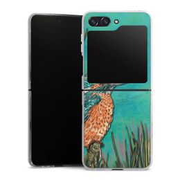 DeinDesign Galaxy Z Flip 5 Handy Hard Case Schutzh&uuml;lle transparent Smartphone Handy H&uuml;lle Bird Painting Animals Hard Case