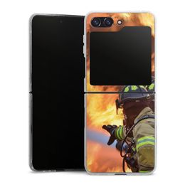 DeinDesign Galaxy Z Flip 5 Handy Hard Case Schutzh&uuml;lle transparent Smartphone Handy H&uuml;lle Fire Fighter Life Saver Fire Fighters Hard Case