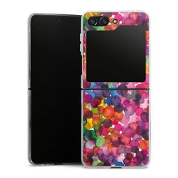 DeinDesign Galaxy Z Flip 5 Handy Hard Case Schutzh&uuml;lle transparent Smartphone Handy H&uuml;lle Water Colour Colourful Points Hard Case