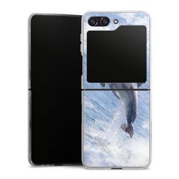 DeinDesign Galaxy Z Flip 5 Handy Hard Case Schutzh&uuml;lle transparent Smartphone Handy H&uuml;lle Dolphin Wale Ocean Hard Case