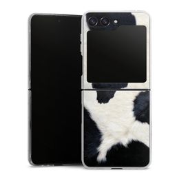 DeinDesign Galaxy Z Flip 5 Handy Hard Case Schutzh&uuml;lle transparent Smartphone Handy H&uuml;lle Animal Print Animal Look Cow Skin Hard Case