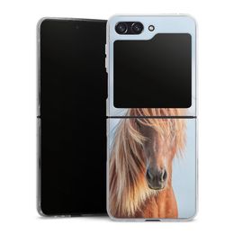 DeinDesign Galaxy Z Flip 5 Handy Hard Case Schutzh&uuml;lle transparent Smartphone Handy H&uuml;lle Horse Animals Animal Look Hard Case