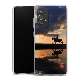 DeinDesign Galaxy A52s 5G Handy Silikon H&uuml;lle Case transparent Handyh&uuml;lle Horseback Riding Horse Sunset Silikon Case