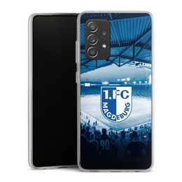 DeinDesign Galaxy A52s 5G Handy Silikon H&uuml;lle Case transparent Handyh&uuml;lle 1. Fc Magdeburg Stadium 1. Fcm Silikon Case