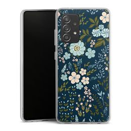 DeinDesign Galaxy A52s 5G Handy Silikon H&uuml;lle Case transparent Handyh&uuml;lle Blue Muster Flowers Silikon Case