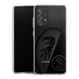 DeinDesign Galaxy A52s 5G Handy Silikon H&uuml;lle Case transparent Handyh&uuml;lle Sc Freiburg Official Licensed Product Metallic Look Silikon Case
