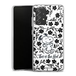 DeinDesign Galaxy A52s 5G Handy Silikon H&uuml;lle Case transparent Handyh&uuml;lle Flowers Snoopy Peanuts Silikon Case