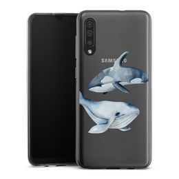 DeinDesign Galaxy A50 Handy Silikon H&uuml;lle Case transparent Handyh&uuml;lle Wale Water Colour Ocean Silikon Case