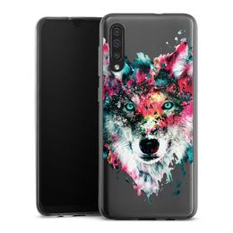 DeinDesign Galaxy A50 Handy Silikon H&uuml;lle Case transparent Handyh&uuml;lle Colourful Wolf Riza Peker Silikon Case