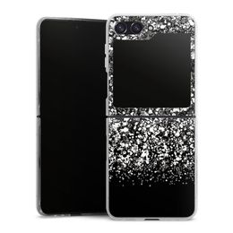 DeinDesign Galaxy Z Flip 5 Handy Hard Case Schutzh&uuml;lle transparent Smartphone Handy H&uuml;lle Glitzer Snowflake Muster Hard Case