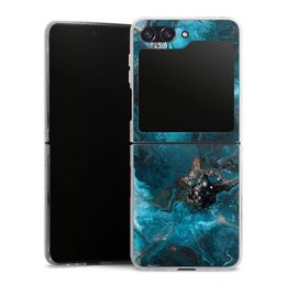 DeinDesign Galaxy Z Flip 5 Handy Hard Case Schutzh&uuml;lle transparent Smartphone Handy H&uuml;lle Ocean Marble Blue Hard Case